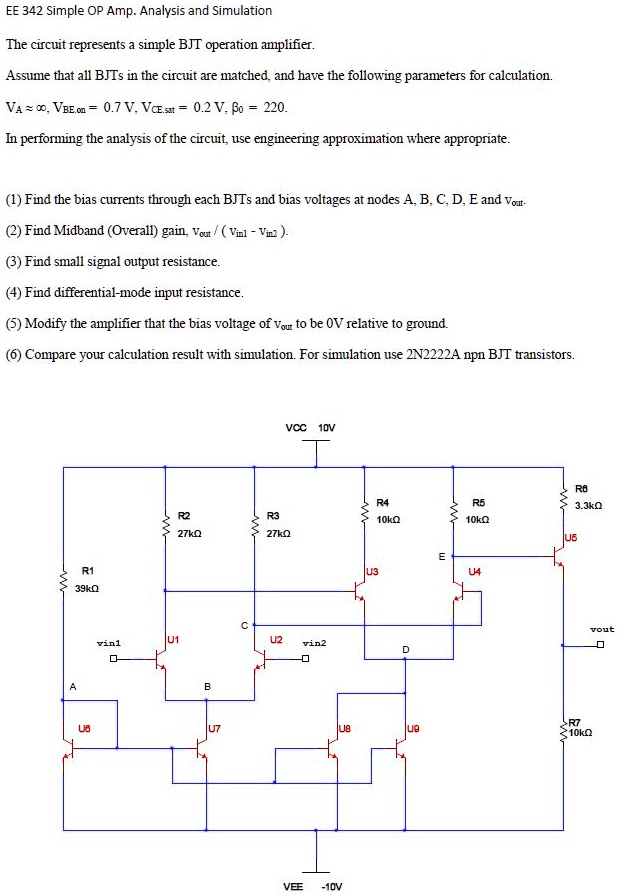 EE 342 Simple OP Amp. Analysis and Simulation The circuit represents a simple BJT operation ...