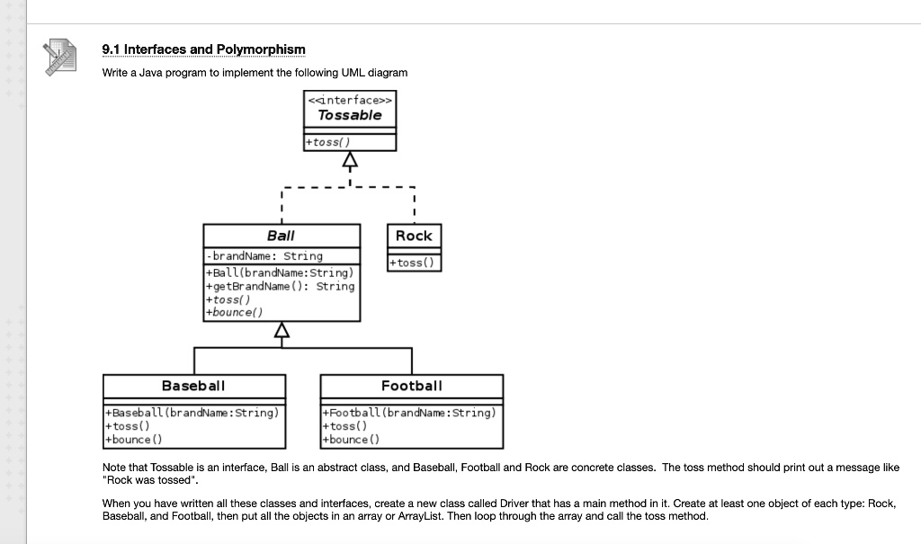 Solved 91 Interfaces And Polymorphism Write A Java Program To Implement The Following Uml