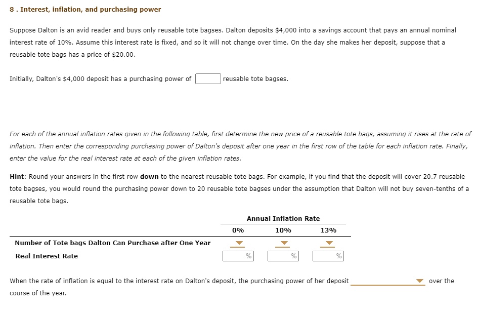 Interest, inflation, and purchasing power Suppose Dalton is an avid ...