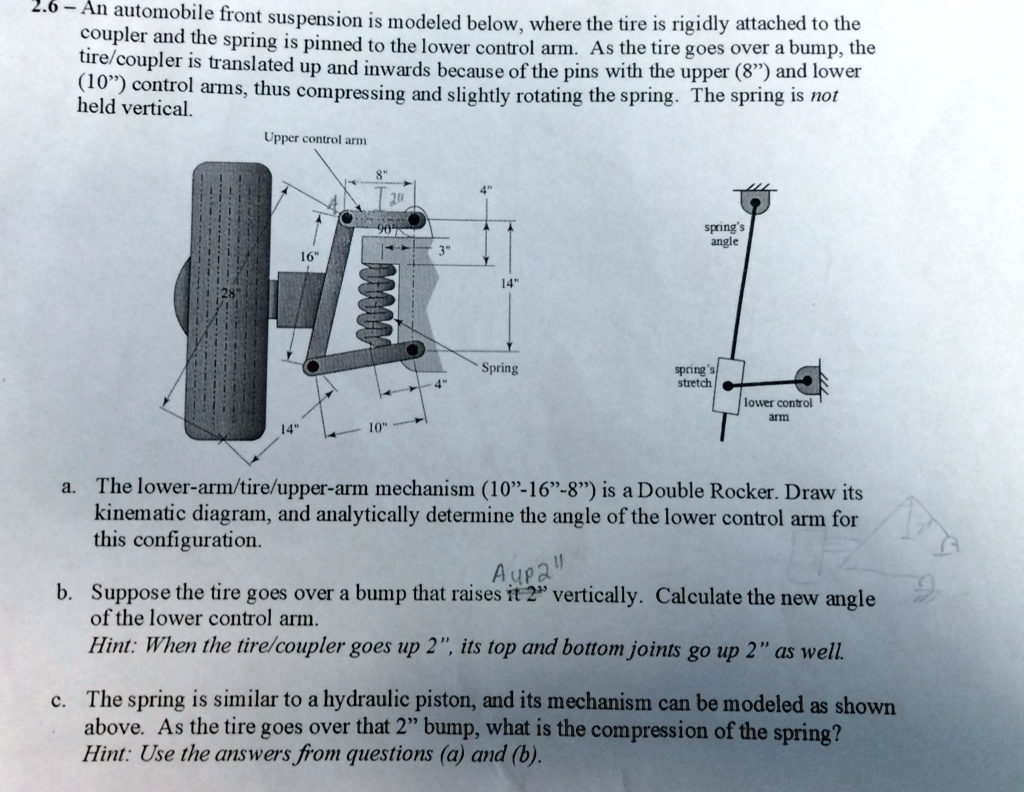 SOLVED: Upper control arm Spring's angle 6 Spring Spring's stretch ...