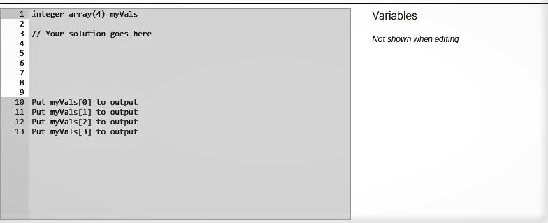 coralassign each element in the array myvals with the next input thanks can someone offer help ...