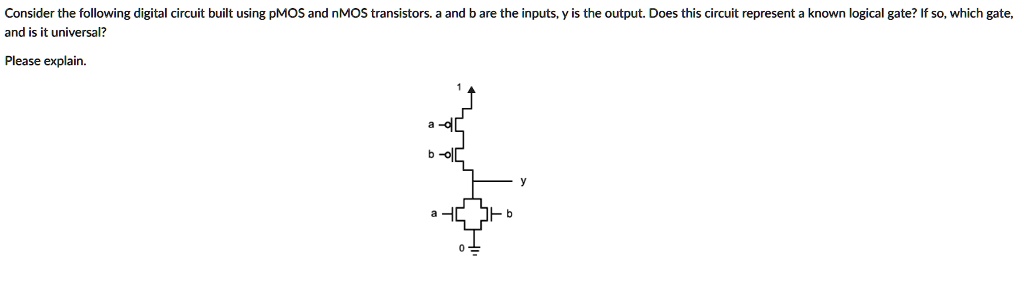 consider the following digital circuit built using pmos and nmos transistors a and b are the ...