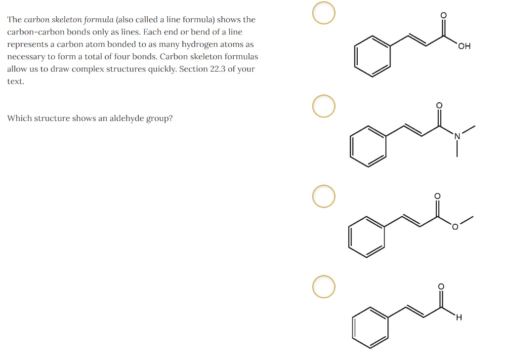 the carhon skeleton formula also called a line formula shows the carhon ...