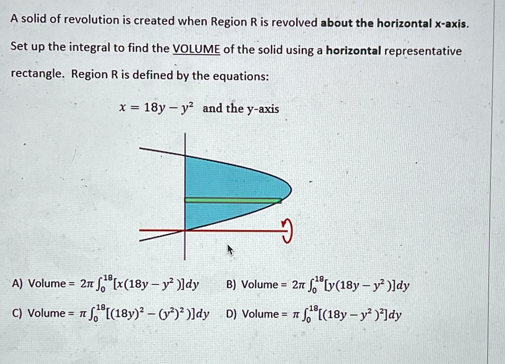SOLVED: A solid of revolution is created when Region R is revolved ...