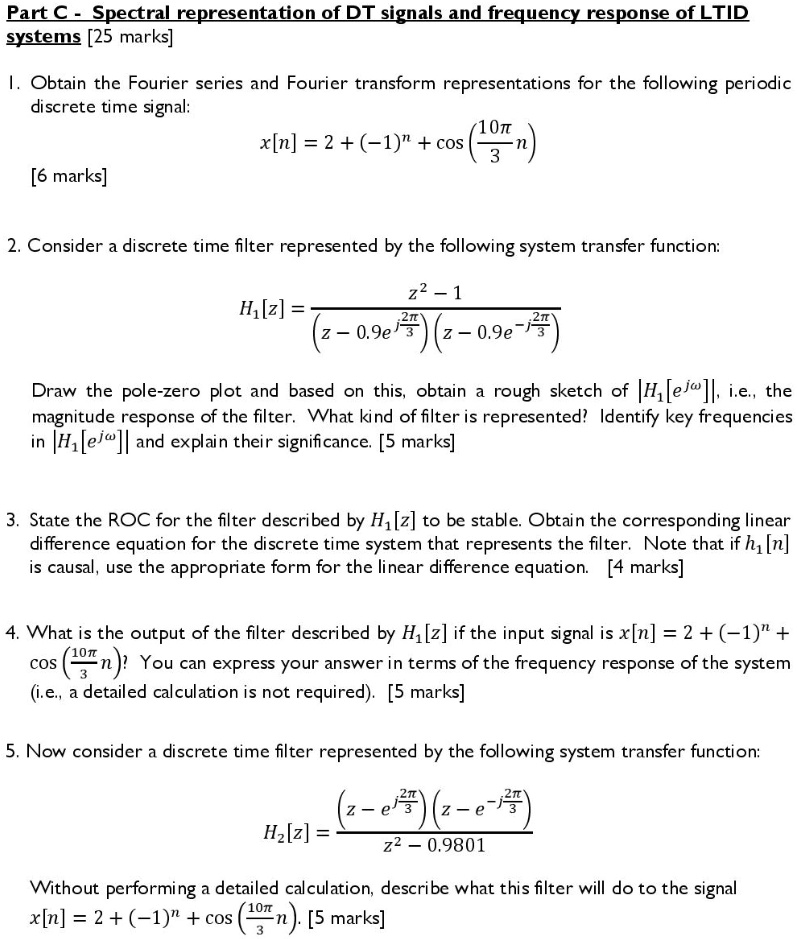 SOLVED: Part C - Spectral representation of DT signals and frequency ...