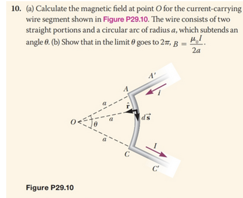 10. (a) Calculate the magnetic field at point O for the current ...