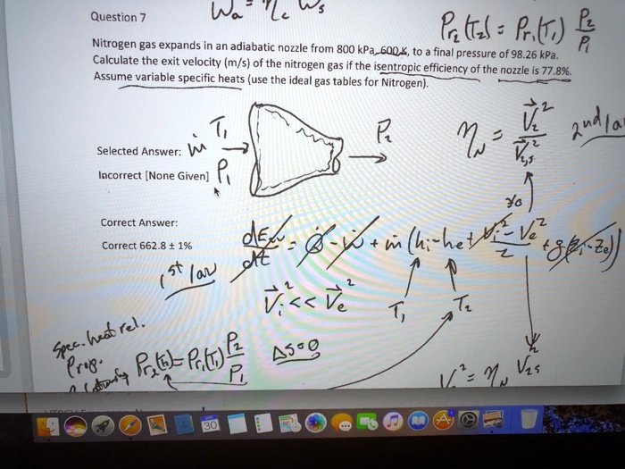 SOLVED: P = PK) Nitrogen gas expands in an adiabatic nozzle from 800 kPa to a final pressure of ...