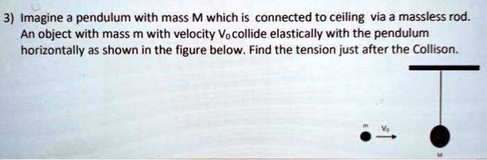 SOLVED: Imagine a pendulum with mass M which is connected to the ceiling via a massless rod. An ...