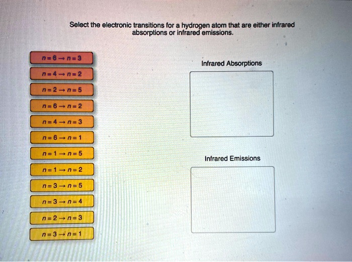 SOLVED: Select the electronic transitions for . hydrogen atom that are ...