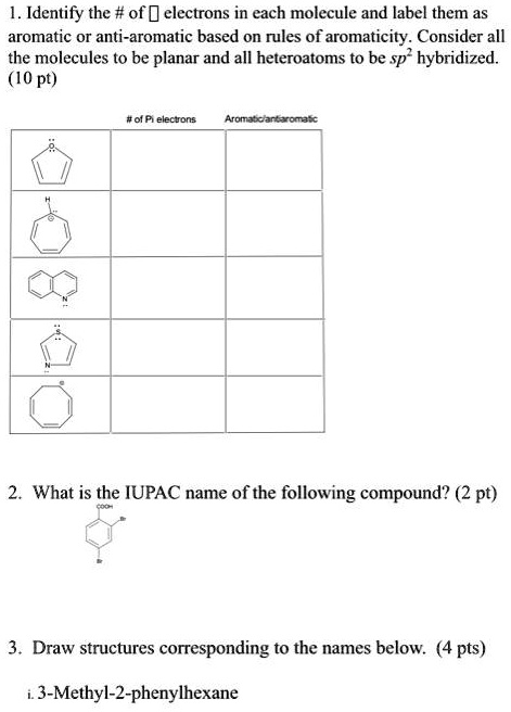 SOLVED:Identify the # of [] electrons in each molecule and label them ...