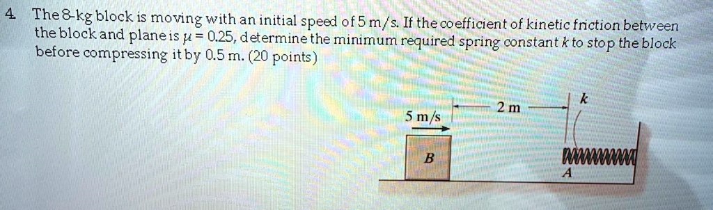SOLVED: The 8 kg block is moving with an initial speed of 5 m/s. If the coefficient of kinetic ...