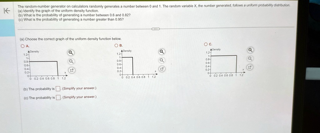 SOLVED: (a) Identify the graph of the uniform density function. (b ...