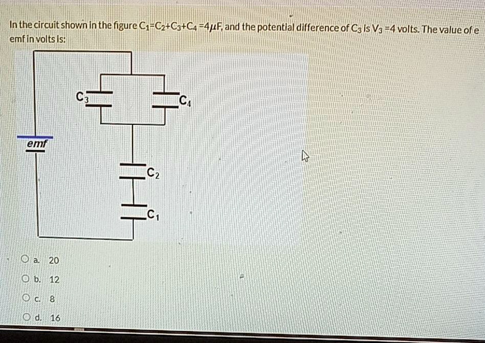 SOLVED: In the circuit shovin In the figure C =C2+C3+Ca 4pF,and the potential differenceof Cz Is ...