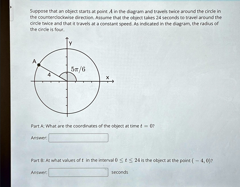 suppose that an object starts at point a in the diagram and travels ...