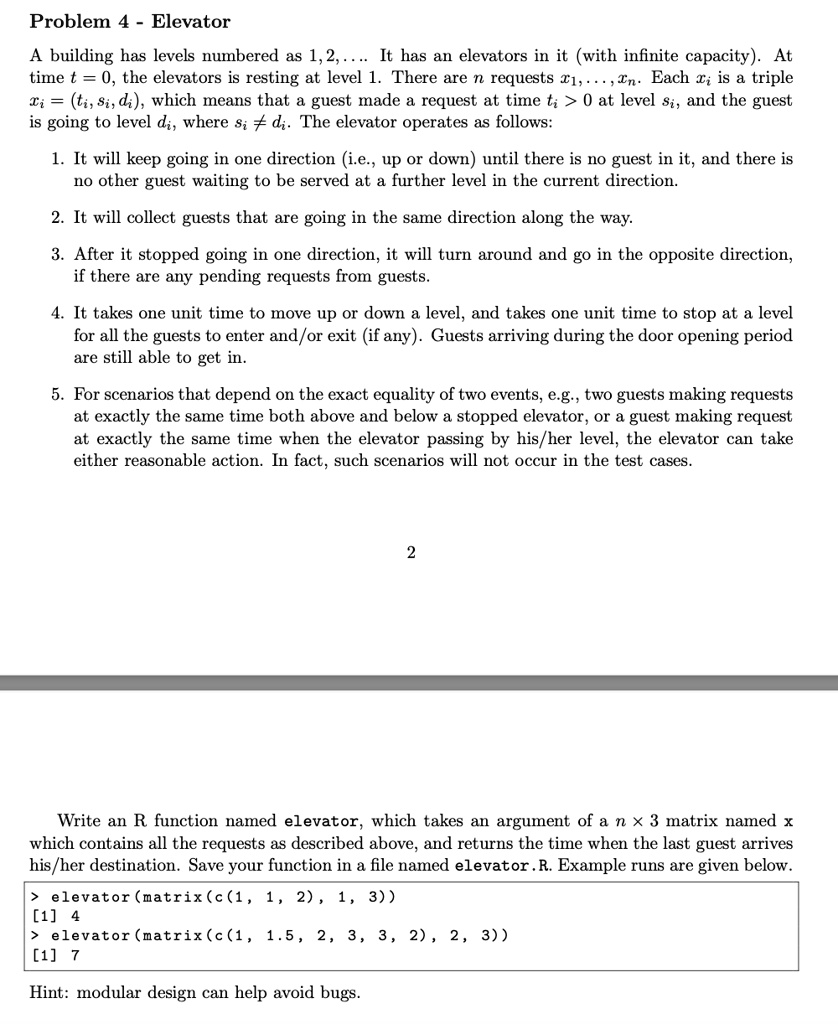 problem 4 elevator a building has levels numbered as 12 it has an ...