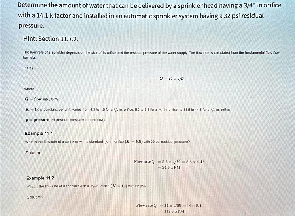 SOLVED: Determine the amount of water that can be delivered by a ...