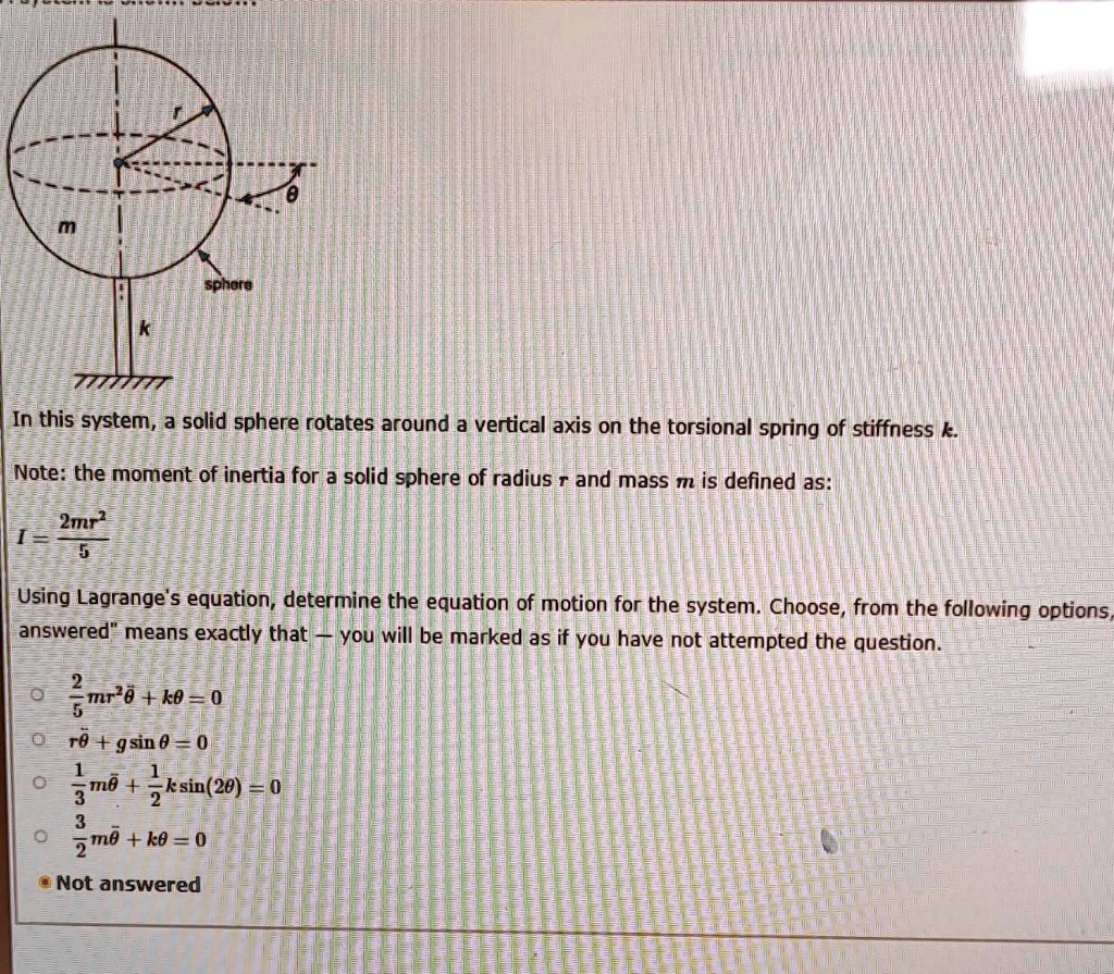 In this system, a solid sphere rotates around a vertical axis on the ...