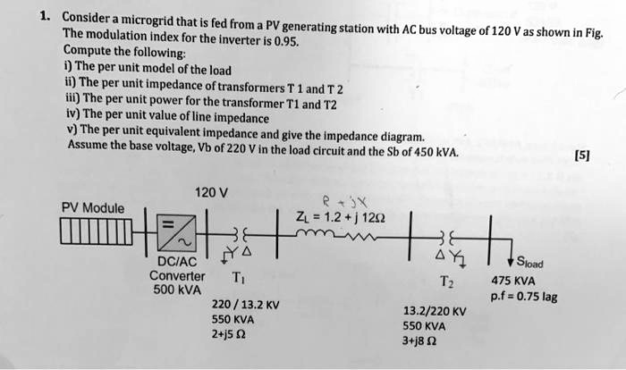 SOLVED: The modulation index for the inverter is 0.95. Compute the following: i) The per unit ...