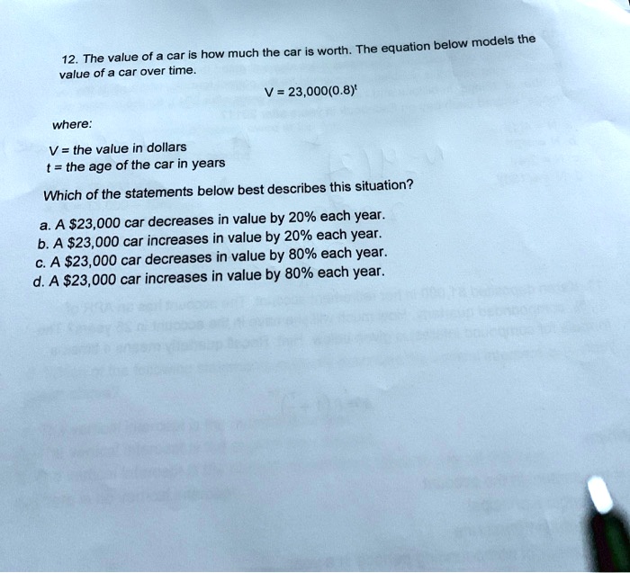 SOLVED: equation below models the is worth The The value of a car Is ...