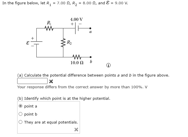 in the figure below let r1 700 0 rz 800 0 and 900 v 100 2 calculate the potential difference ...