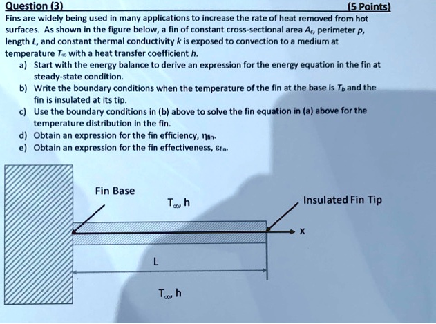Question (3) (5 Points) Fins are widely being used in many applications ...