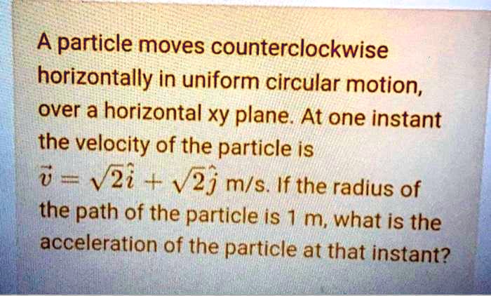 SOLVED:A particle moves counterclockwise horizontally in uniform circular motion; over a ...