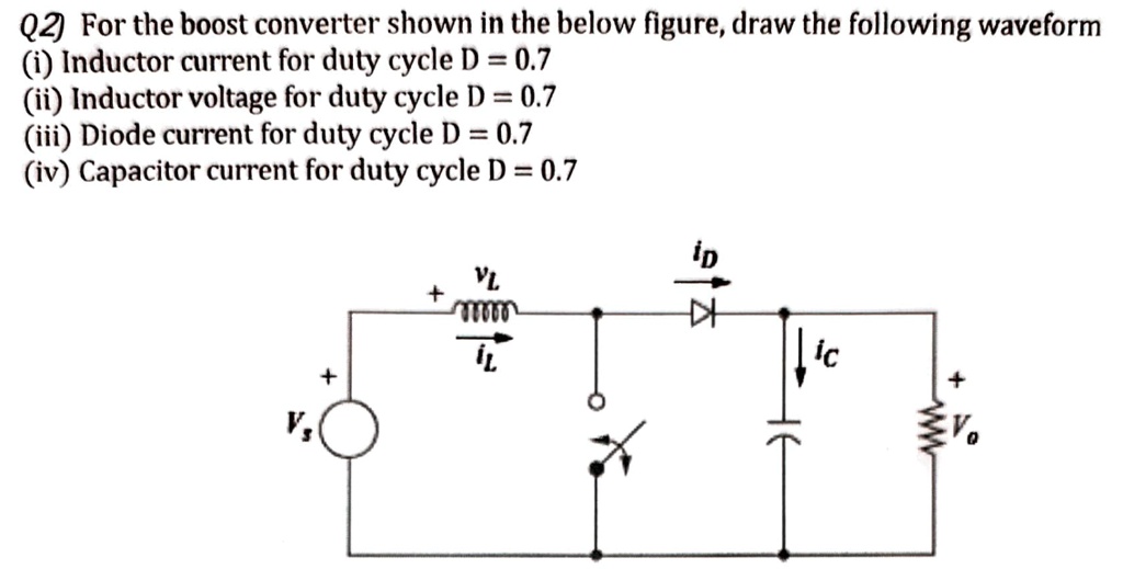 Q2) For the boost converter shown in the below figure, draw the ...