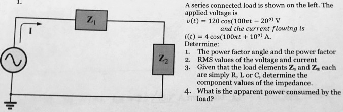 SOLVED: A series connected load is shown on the left. The applied ...