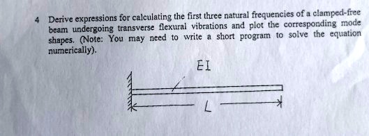 [GET ANSWER] 4 Derive expressions for calculating the first three natural frequencies of a ...
