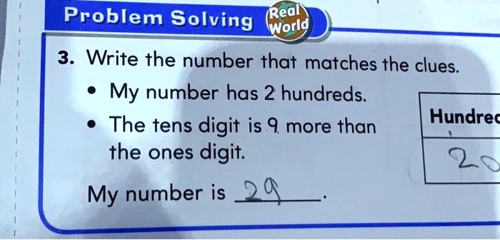 Problem solving real wworld 3 write the number that matches...