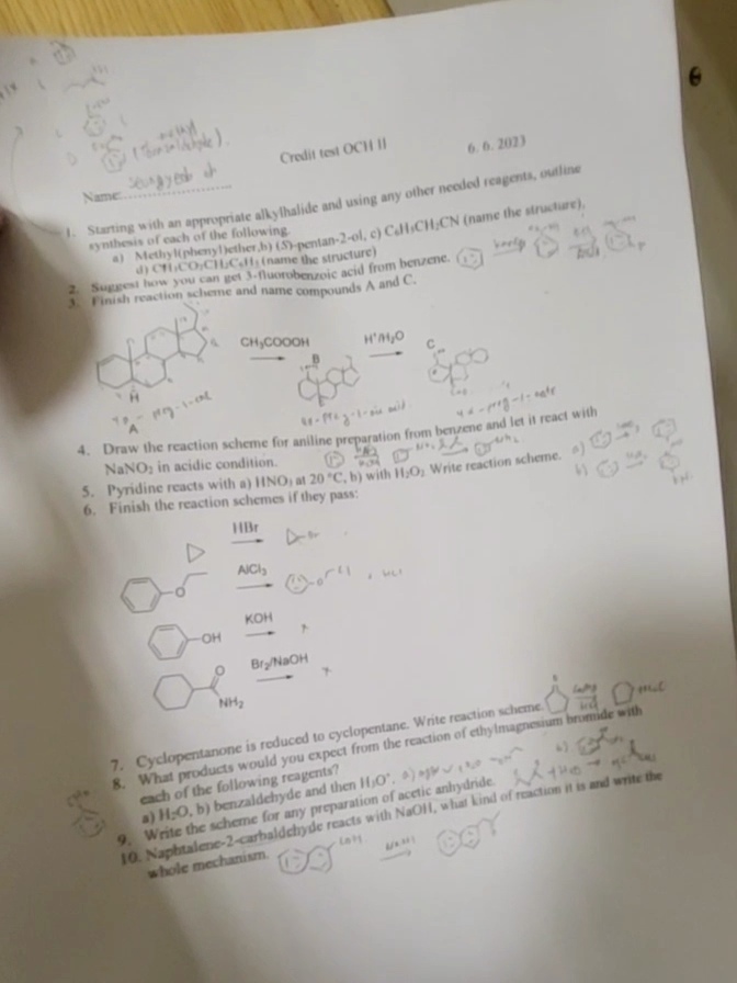 SOLVED: 3. finish reaction scleme and naem compounds A and c starting ...