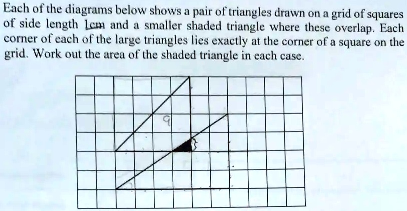Each of the diagrams below shows a pair of triangles drawn on a grid of squares of side length ...