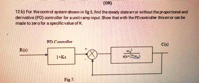 SOLVED: For the control system shown in Fig. 5, find the steady-state error without the ...
