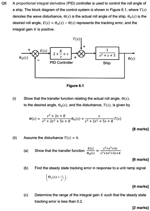 Q6 A proportional integral derivative (PID) controller is used to ...