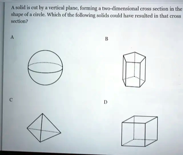 A Solid Is Cut By A Vertical Plane Forming A Two Dimensional Cross