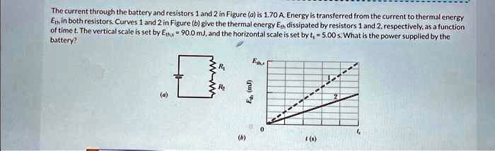 SOLVED: The current through the battery and resistors 1 and 2 in Figure (a) is 1.70A. Energy is ...