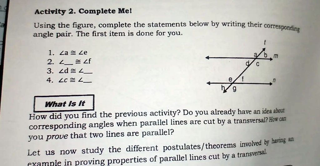 Activity 2. Complete Me! Using the figure, complete the statements below by writing their ...