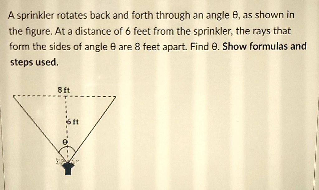 A sprinkler rotates back and forth through an angle θ, as...