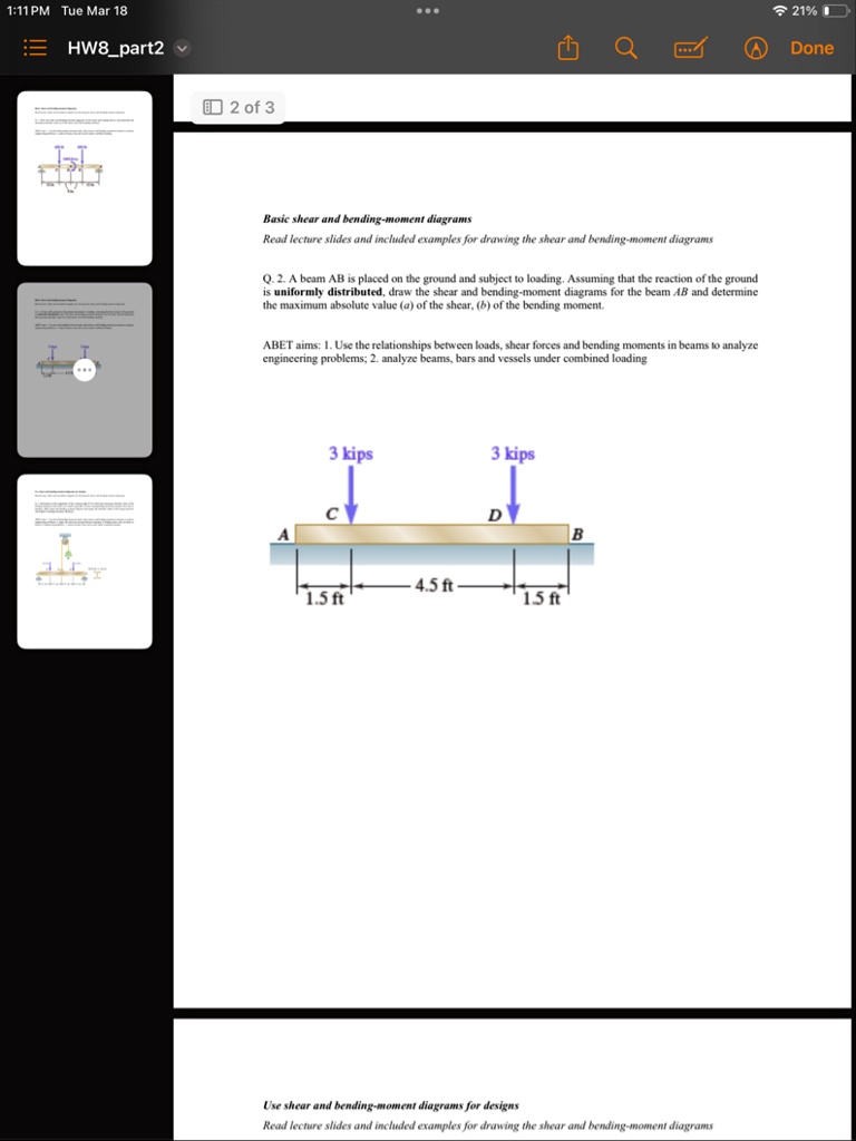 basic shear and bending moment diagrams read lecture slides and included examples for drawing ...