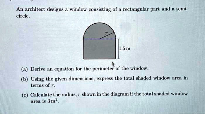 SOLVED: An architect designs a window consisting of a rectangular part ...