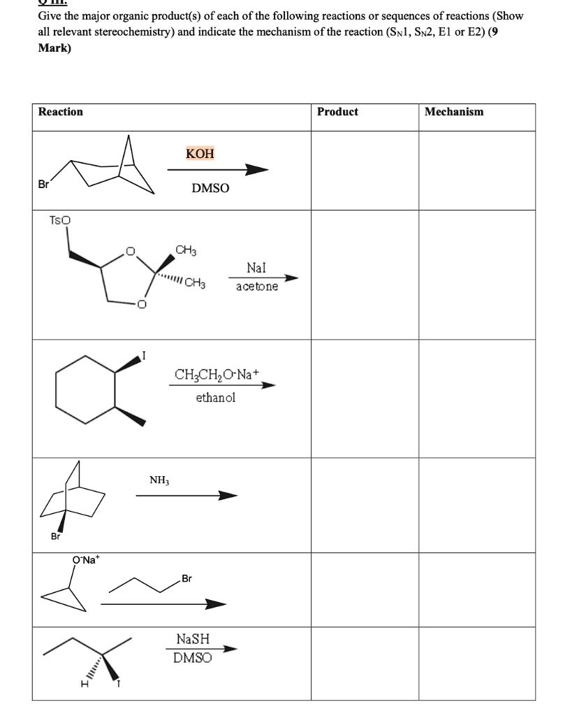 SOLVED: Give the major organic product(s) of each of the following reactions or sequences of ...