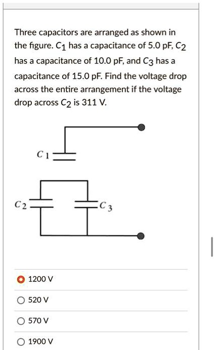 three capacitors are arranged as shown in the figure c1 has a ...