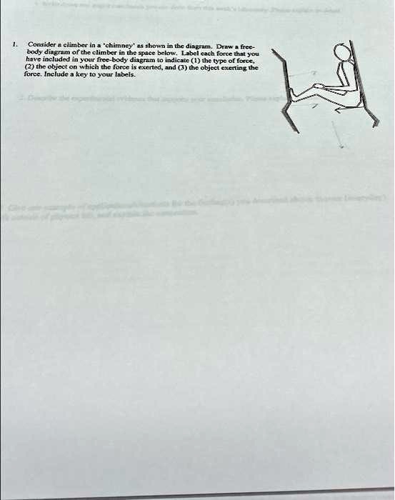 Texts: 1. from this week Consider a climber in a 'chimney' as shown in ...