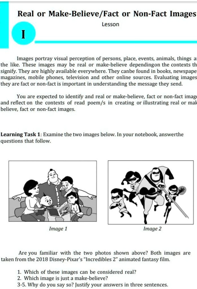 real or make believe 1which of these images can be considered ...