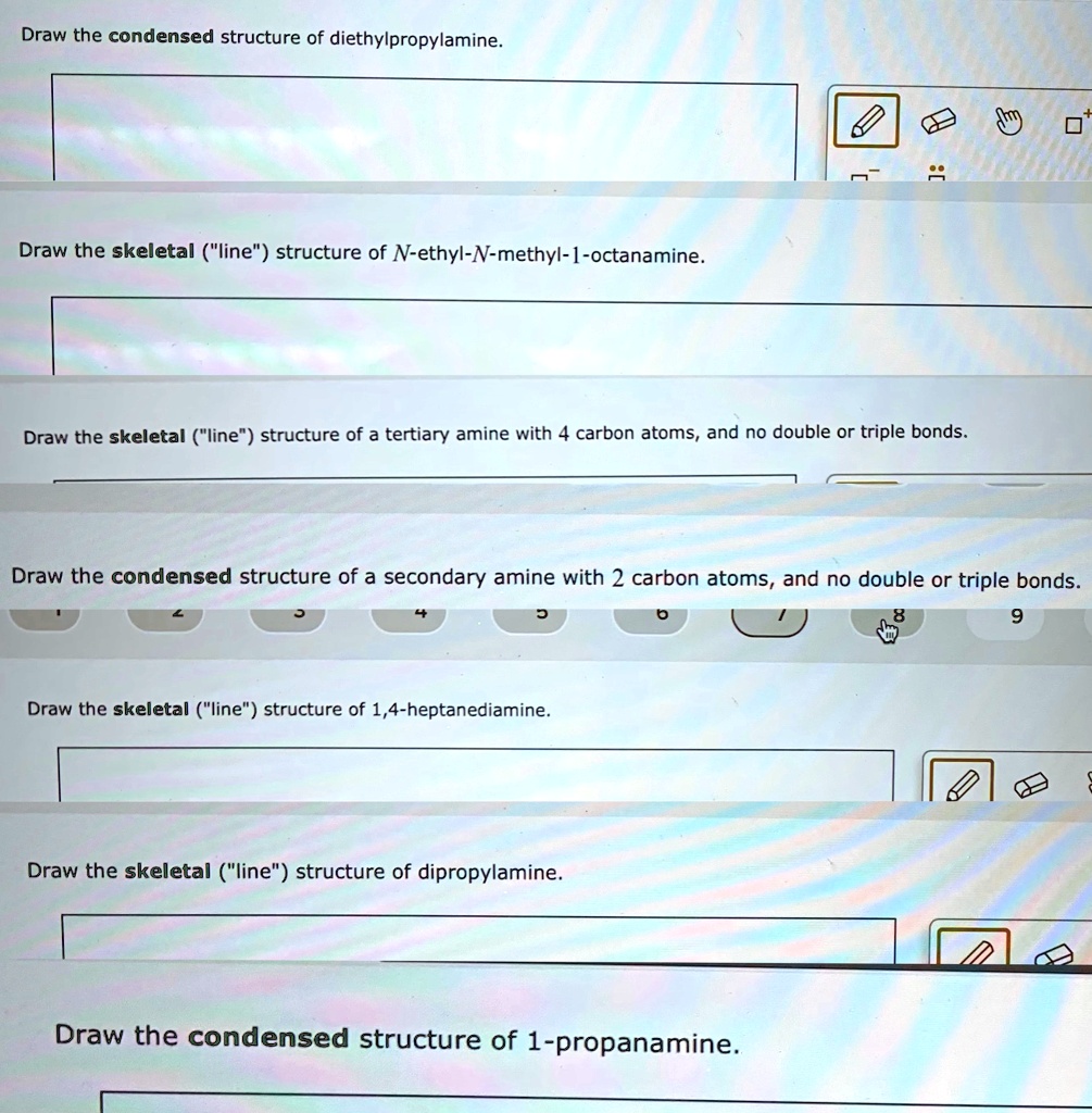 Draw the following structures, please: 1. Draw the condensed structure ...