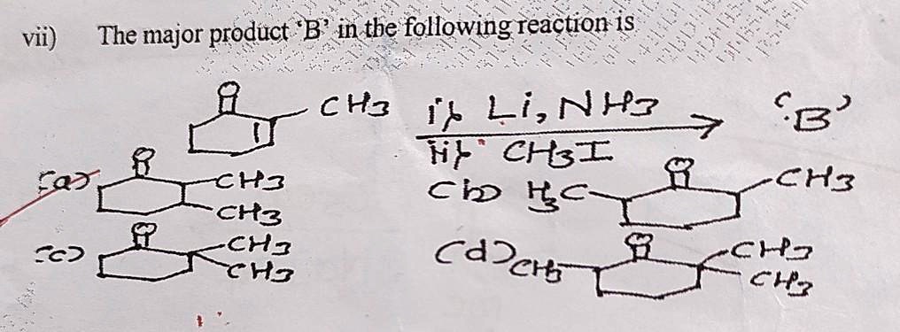 SOLVED: CASE: vii) The major product 'B' in the following reaction is 8 ...