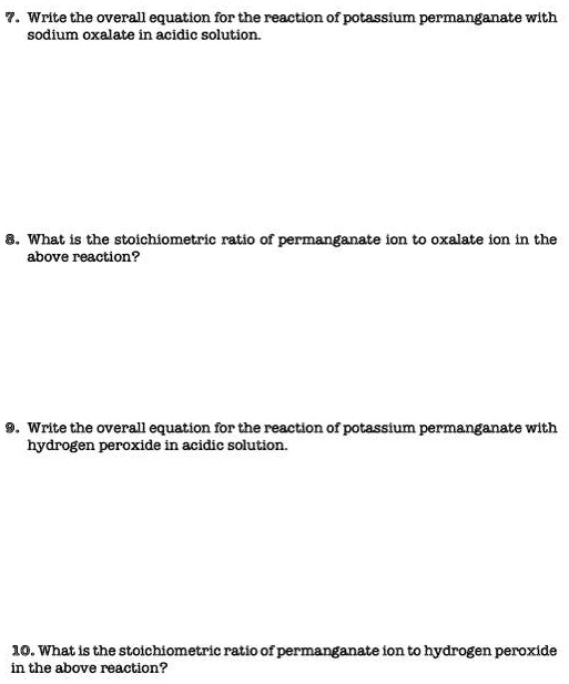 SOLVED: Write the overall equation for the reaction Of potassium ...