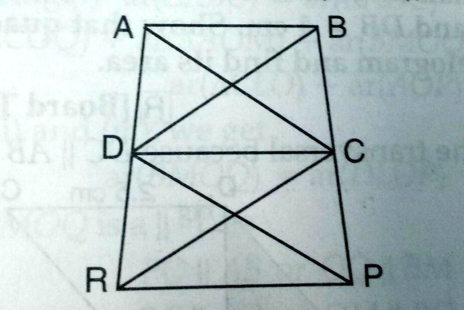 SOLVED: In the figure, area of triangle DRC = area of triangle DPC and ...