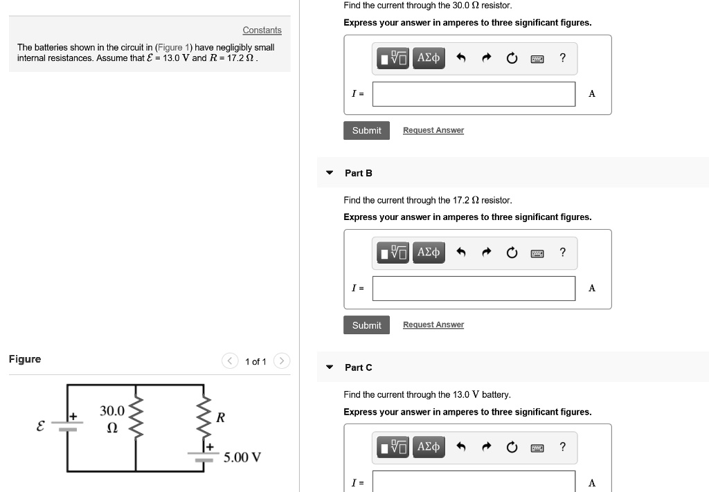 Solved Find The Current Through The 30 0 Ω Resistor Express Your