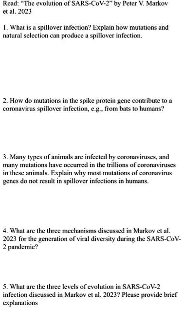 Read: "The evolution of SARS-CoV-2" by Peter V. Markov et al. 2023 1 ...
